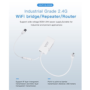 【Upgraded Version】 VONETS VAP11G-500S Industrial High-Power 2.4GHz WiFi Bridge/Wireless Router/Ethernet WiFi to Ethernet Adapter for Industrial Application, PLC, Printer, Medical, Network Devices