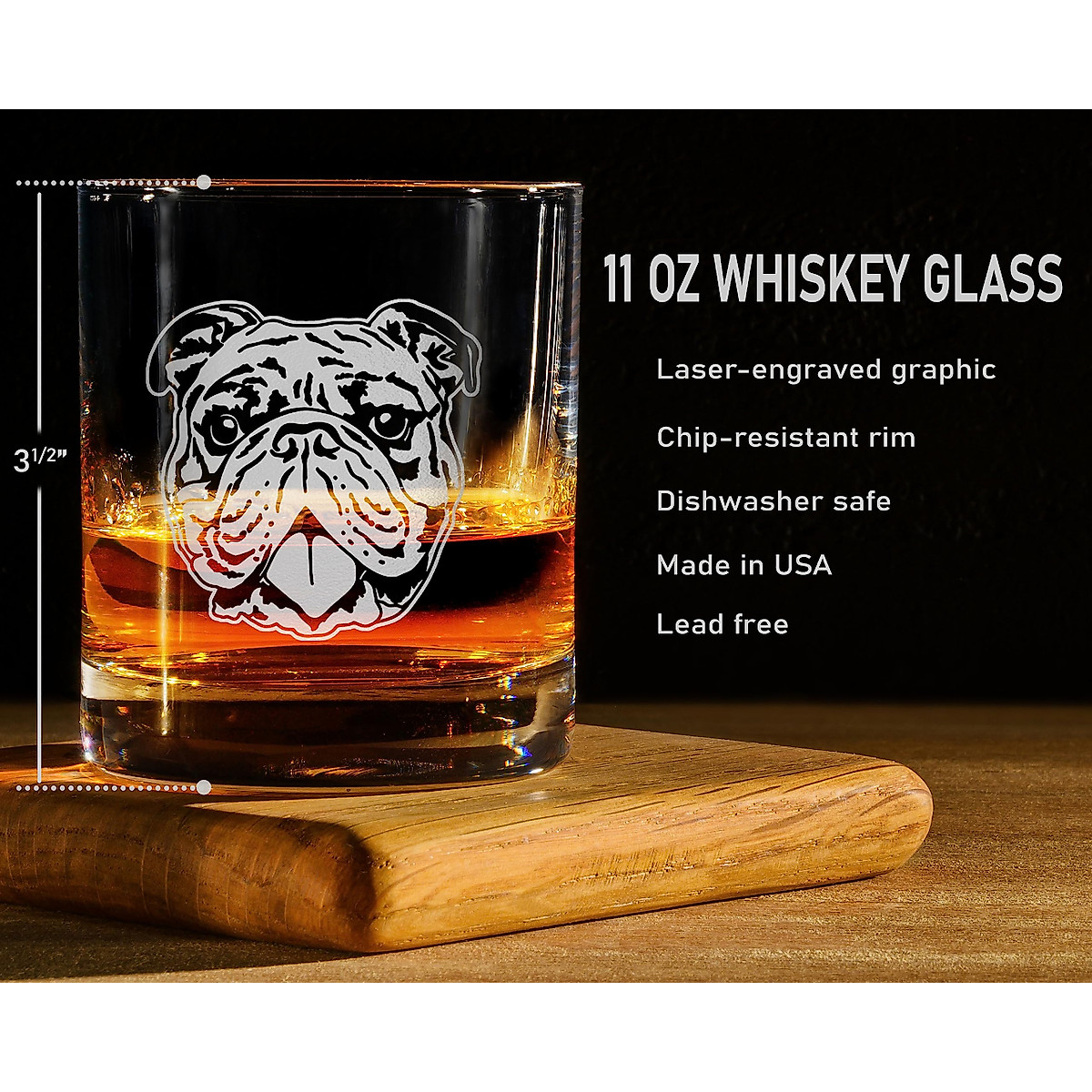 Promotion & Beyond Bulldog Face Cute Whiskey Glass - Funny Gift for Dad Uncle Grandpa From Daughter Son Wife - Father's Day