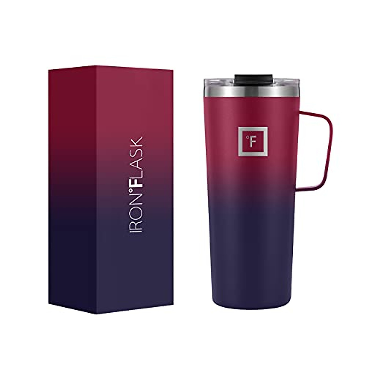 IRON °FLASK Grip Coffee Mug - 24 Oz, Leak Proof, Vacuum Insulated Stainless Steel Bottle, Double Walled, Thermo Travel, Hot Cold, Water Metal Canteen