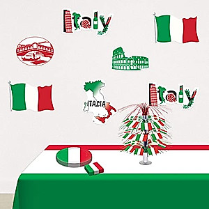 Beistle 53674 Italian Cut Outs 14 Piece Italy Decorations International Around The World Party Supplies, 12"-16", Red/White/Green/Black