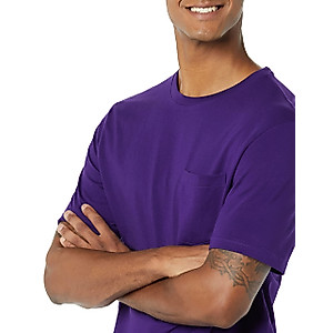 Amazon Essentials Men's Regular-Fit Short-Sleeve Crewneck Pocket T-Shirt, Pack of 2, Black/Dark Purple, Medium