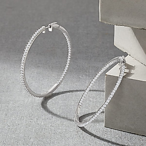 Ross-Simons 2.00 ct. t.w. Diamond Inside-Outside Hoop Earrings