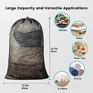 Set of 3 Mesh Laundry Bags Travel Storage Bag, Clothing Washing Bags for Laundry, Blouse, Bra, Hosiery, Stocking, Underwear, Lingerie Seamei (Black-3)