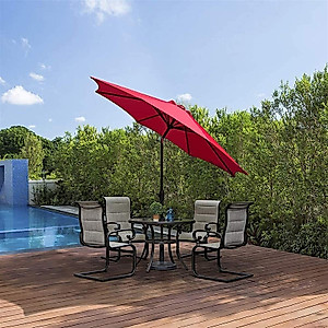 Outdoor Garden Parasols 2.7M Garden Parasol Umbrella 360-Degree LED Market Patio Umbrella with 8 LED Solar Lights Outdoor Patio Beach Sun Shade,Without Parasol Base