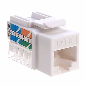 SATMAXIMUM Cat6 Keystone Ethernet Wall Jack Punch Down UTP 45-Degree (Easier Termination Than 90-Degree), RJ45 Slim Profile Speed Termination 45° Angled White (50 Pack)