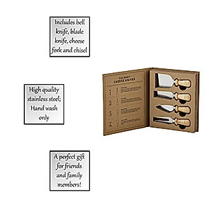 Santa Barbara Design Studio Gift Set Kitchen Essentials TableSugar Kraft Cardboard Book Gift Box, 4-Pieces, Cheese Knives