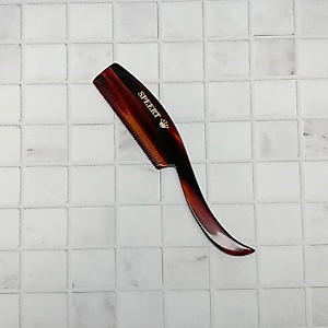 Speert Handmade Wide Tooth Mustache Beard Comb - Swiss Craftsmanship, Tortoise Havana Acetate, Thick Coarse Hair, Pocket Sized, Facial Hair Grooming, Beard Straightener, Growth Care, Styling, Wet Comb