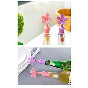 Flycheers Flower Bottle Stoppers,Wine Stoppers, Silicone Bottle Stopper Sun flower Shape Wine Plug for Champagne, Beverage, Beer, Wine Stoppers (4 piece)