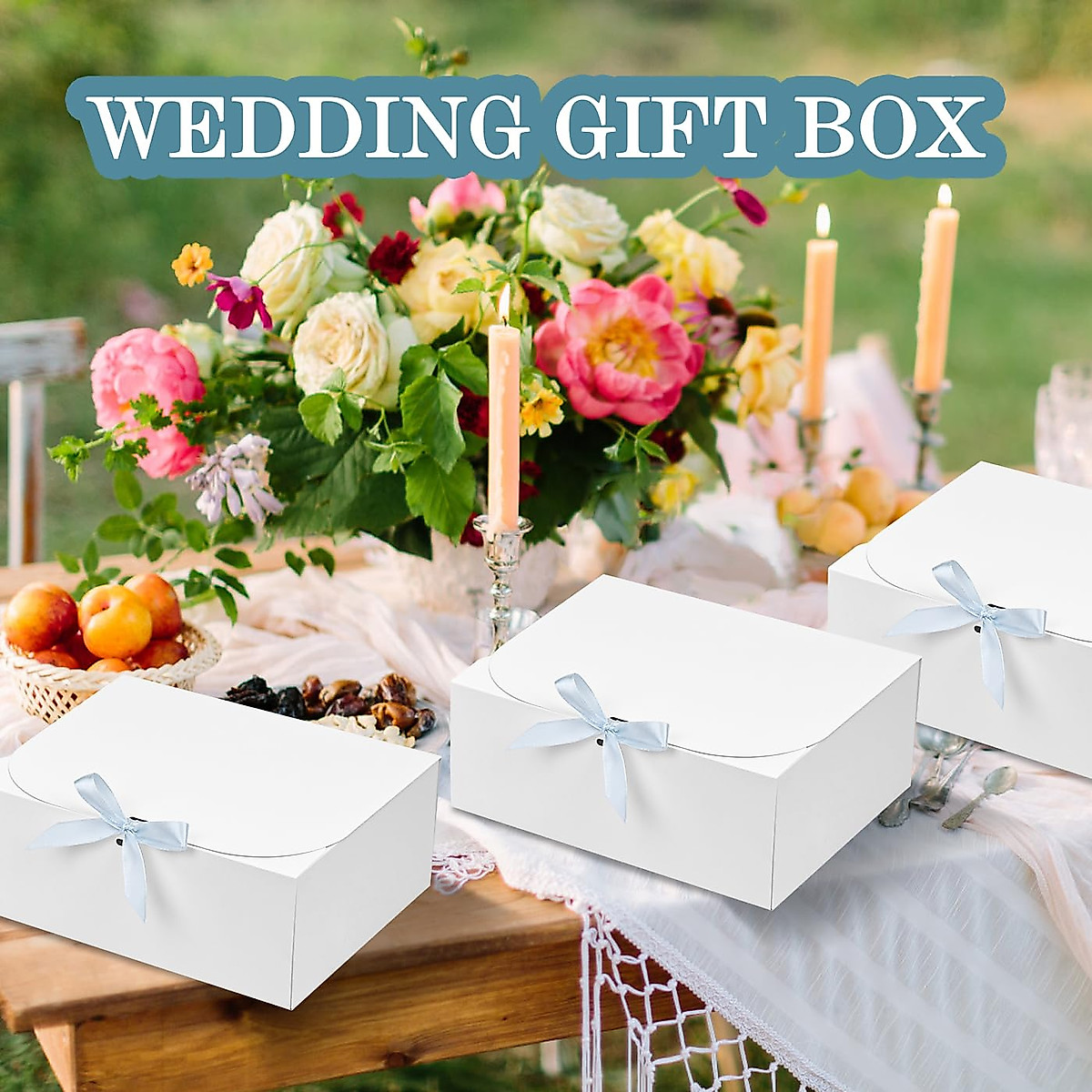 WLUSEAXI 15Pack Gift Boxes with Lids for Presents, 10x8x4 Inch Bridesmaid Proposal Box, White Gift Boxes with Ribbon for Bride Shower, Birthday, Wedding, Party, Graduation Gift