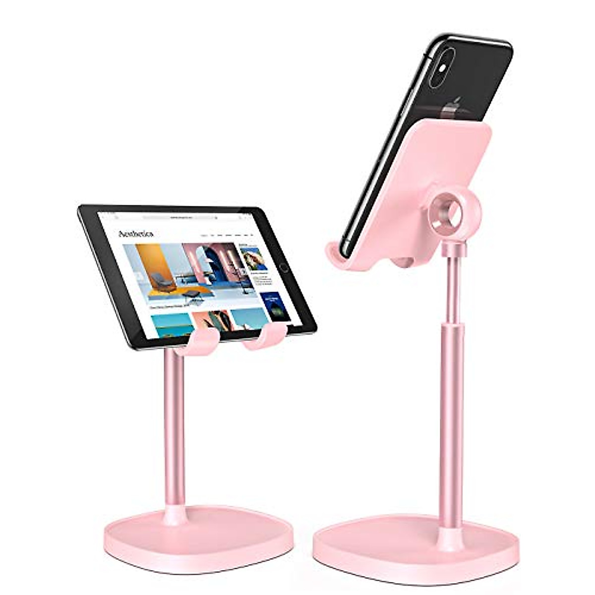 LISEN Pink Kitchen Accessories Kawaii Cell Phone Stand for iPhone & Desk Taller and More Photogenic Than Phone Dock Free Your Neck Height Angle Adjustable iPhone Holder Stand Things