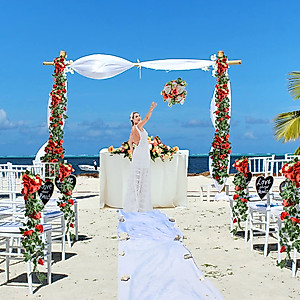 VIOCIWUO 2PCS Artificial Rose Vine Flowers, Fake Garland Plant Hanging Silk Rose Vine for Wall Home Balcony Garden Wedding Indoor Outdoor Decoration(Red, 35.4 Inch)