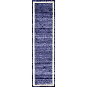Unique Loom Del Mar Collection Area Rug - Maria (2' 7" x 10' Runner, Navy Blue/ Ivory)