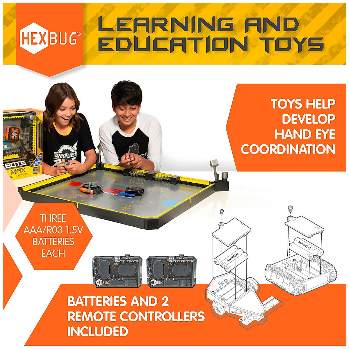 HEXBUG BattleBots Arena MAX, Multiplayer Robot Board Game for Kids, Remote Control Toy, Batteries Included, for Boys and Girls Ages 8 and Up