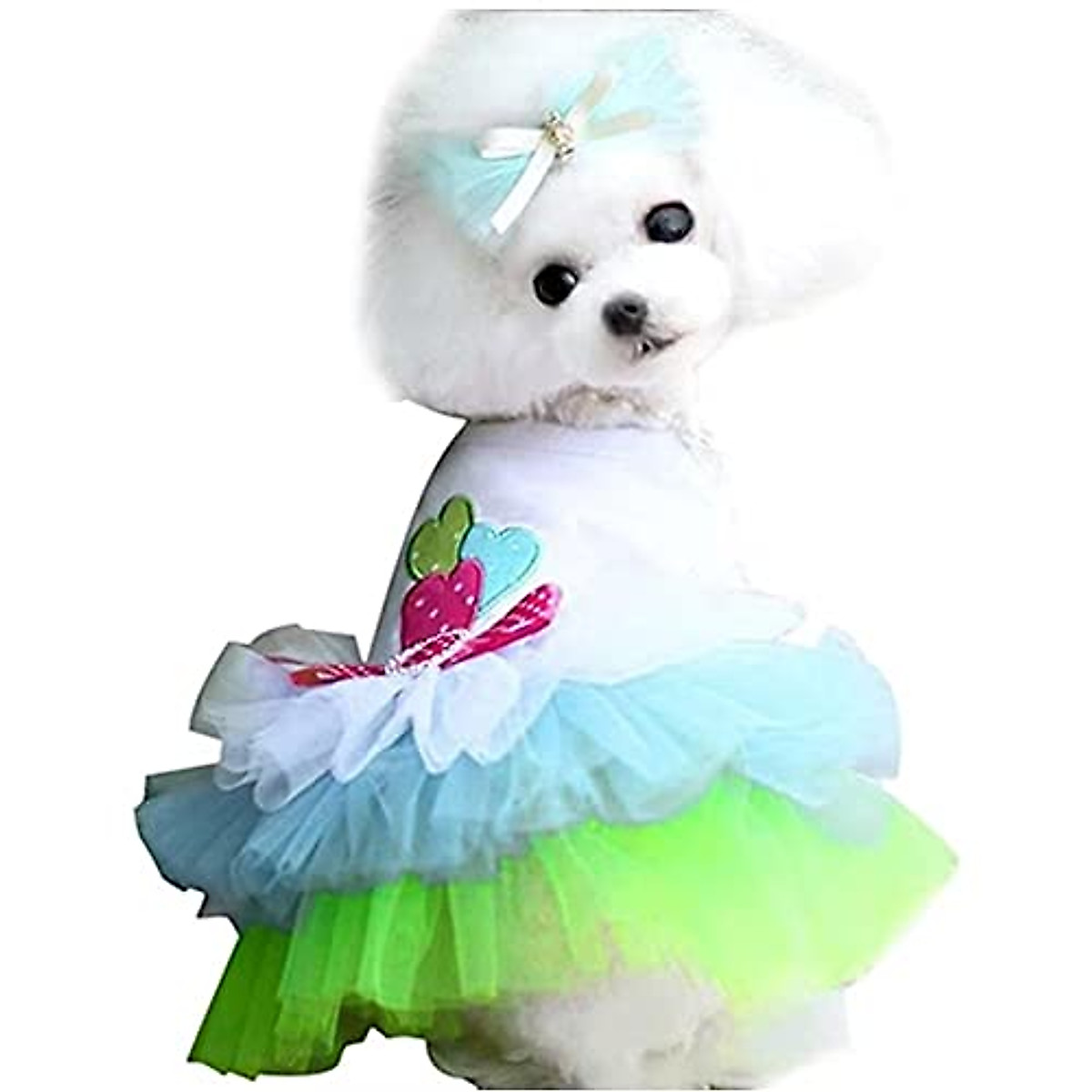 Clopon Dog Dress Puppy Birthday Clothes for Medium Yorkie Dogs Christmas Tiny Girl Floral Princess Dress L