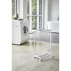 Yamazaki Home Steel Cart for Tower Laundry Basket Wagon, White