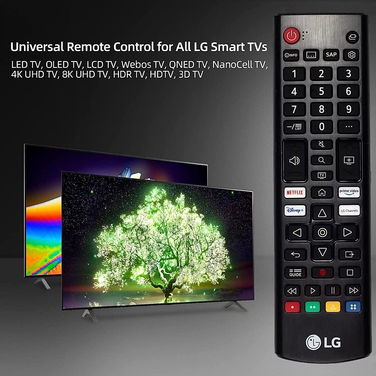 OEM Replacement Universal Remote Control AKB76037601/AKB76040302 fits All LG LED OLED LCD Webos 4K 8K UHD HDTV HDR Smart TV with Prime Video, Disney Plus, Netflix, LG Channels Shortcuts