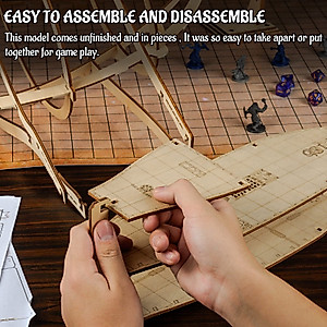 3D Airship Model Wood Laser Cut Hot Air Balloon with 1" Grids Fantasy Aerial Combat Terrain Map for D&D, Pathfinder, Warhammer and Other Tabletop RPG