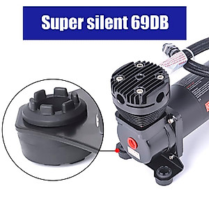 ZHSYMX Ultra Quiet Air Compressor, 1/4 NPT Super Silent 69DB 12V 300PSI Air Ride Suspension Compressor/Air Train Horn for Train/Truck/Car Black