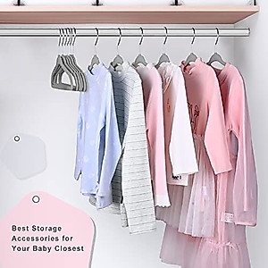 BAGAIL Kids Velvet Hangers 11” Inch Children's Clothes Hangers Non-Slip Baby Hangers for Infant/Toddler (Grey,50pack)