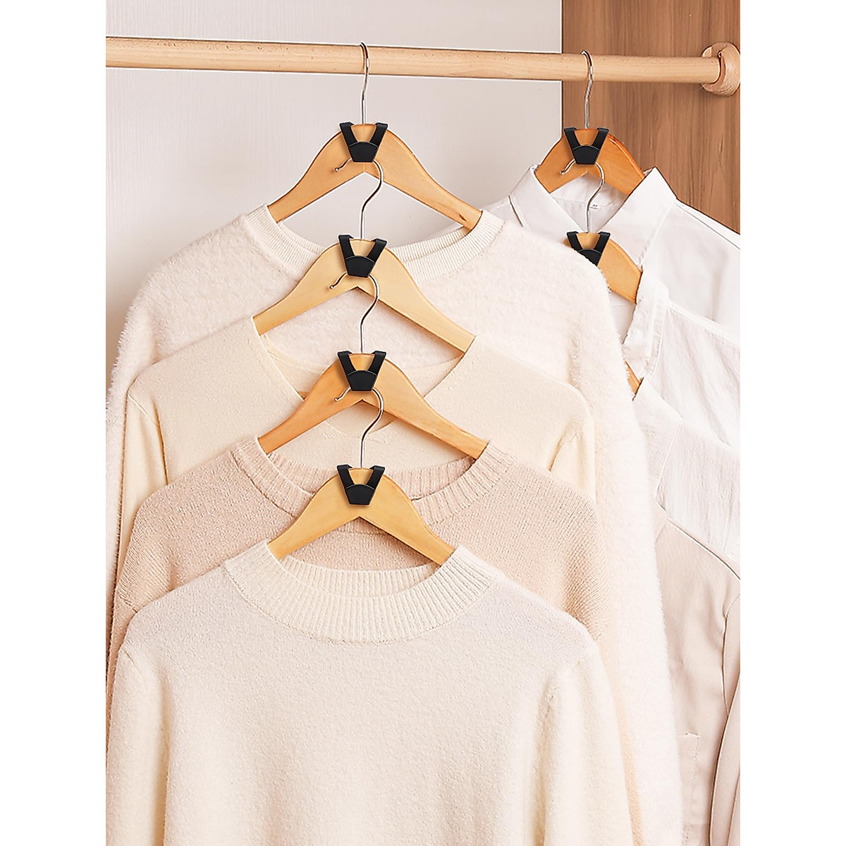 Smartor Clothes Hanger Connector Hooks 60 Pack, Closet Storage and Organization as Hangers Space Saving, Hanger Add on Hook as Closet Organizer, Stacking Hangers, Cascading Space Saver, Black