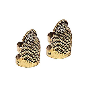 4 Pack Sewing Thimble Finger Protector, Adjustable Finger Metal Shield Protector Pin Needles Sewing Quilting Craft Accessories DIY Sewing Tools Needlework(2 Sizes)
