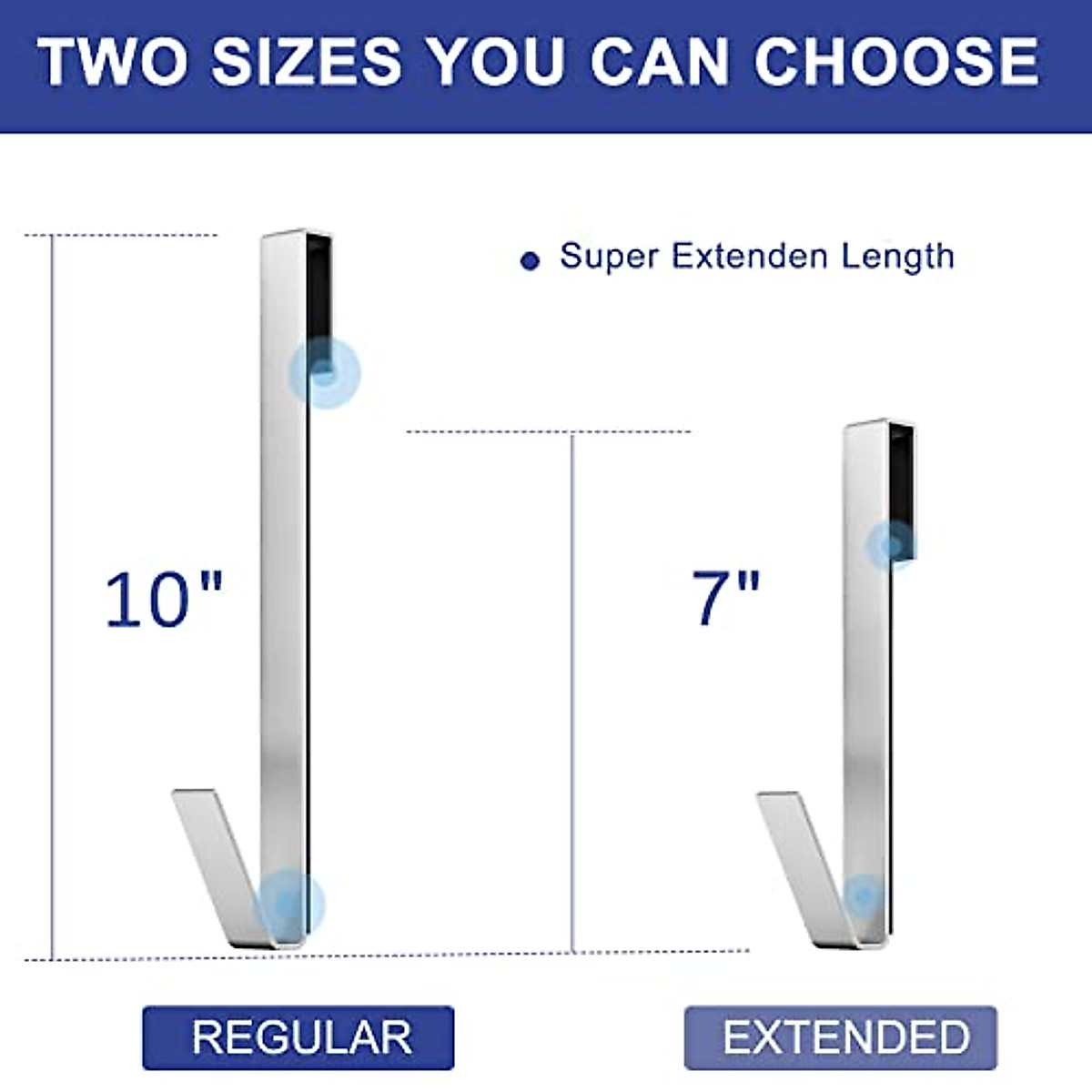 10 IN Shower Door Hooks, Towel Hooks for Bathrooms Extended Shower Hook,Heavy Duty Drilling-Free Shower Towel Hook Suitable for Frameless Glass Shower Door,Over the Door Towel Rack 3 Pack-Silver