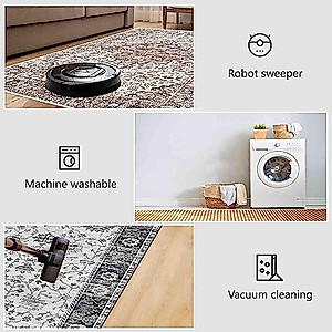 NEATIIP Washable Bohemian 8x10 Area Rug, Suitable for Bathroom for Bedroom Living Room Kitchen Outdoor The Boho Printed Area Rugs, Non-Slip Backing Washable Rug Grey2