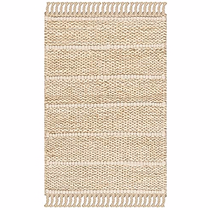 SAFAVIEH Natural Fiber Collection Accent Rug - 2' x 3', Ivory & Ivory, Handmade Tassel Jute, Ideal for High Traffic Areas in Entryway, Living Room, Bedroom (NF550B)
