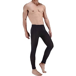LinvMe Men's Ice Silk See Through Long Pants Slim Leggings Tights Black