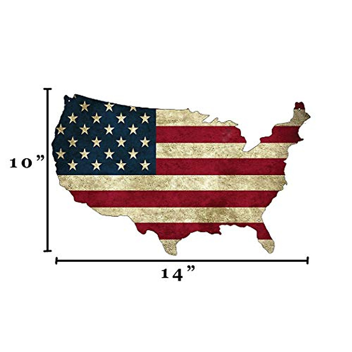 Rogue River Tactical USA American Flag Metal Tin Sign, 14x8 Inch, Wall Décor -Man Cave Bar US United States Rustic Cut Out Outline