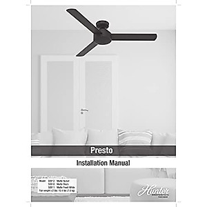 Hunter Fan Company 50812 Presto Ceiling Fan, 52, Matte Nickel