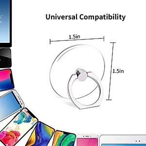 Cell Phone Ring Holder Stand Transparent Finger Grip Loop 360 Degree Rotation Finger Ring Stand (4 x Black (Round))