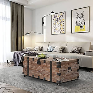 NewCosmos Antique Gray Solid Wood Table Set 3-Piece Furniture Ensemble with Storage Trunk & Side Tables - Eco-Friendly, Versatile Home Decor