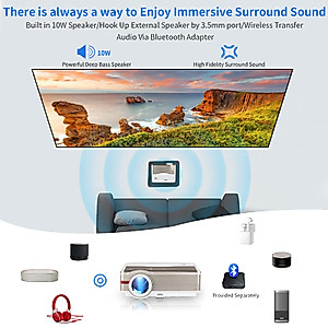 Mini Portable Projector 5200mAh Battery, Pocket Outdoor 3D Movie WiFi Projector Wireless HD Cinema Airplay Mirroring for Smart iOS Android Phone/Laptop, Small DLP Projector for DVD TV Stick HDMI USB