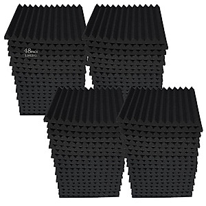 50 Pack Black 12 "X 12 "X1" Acoustic Panels Studio Soundproofing Foam Wedge Tiles,
