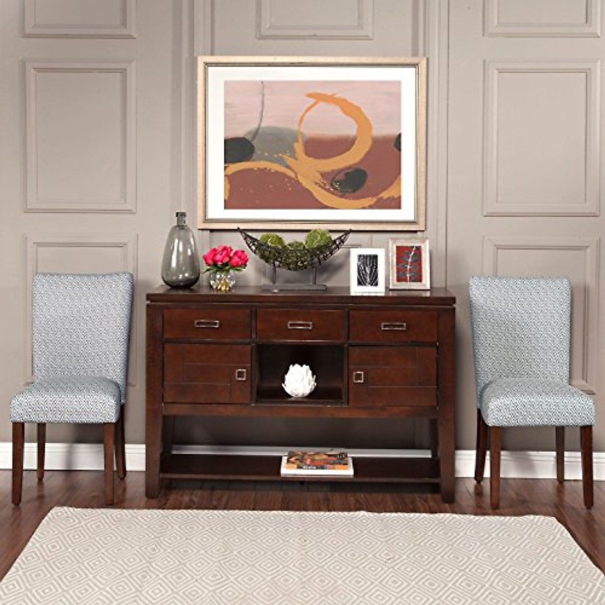 HomePop Parsons Classic Upholstered Accent Dining Chair, Set of 2, Shades Blue