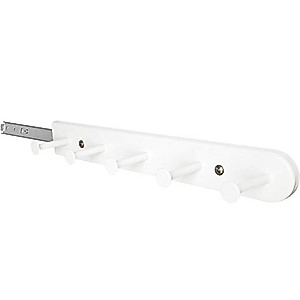 Kelendle Extendable Sliding Wardrobe Hook Rail with Hardware Pull Out Closet Rod Clothing Hanging Hooks Organizer for Home, Office, Hotel (5 Hooks)