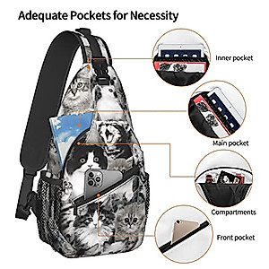 ASYG Cat Sling Bag Crossbody Chest Daypack Casual Backpack Space UFO Shoulder Bag For Travel Hiking Sport Gym