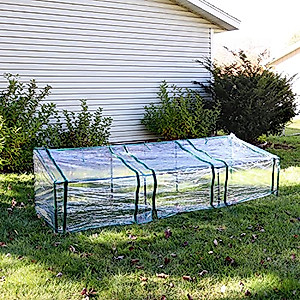 Sunnydaze Mini Cloche Greenhouse with Zipper Doors - Portable Greenhouse with 3 Doors and Slanted Top - Steel Wire Frame with PVC Plastic Cover - Outdoor Mini Greenhouse - Clear