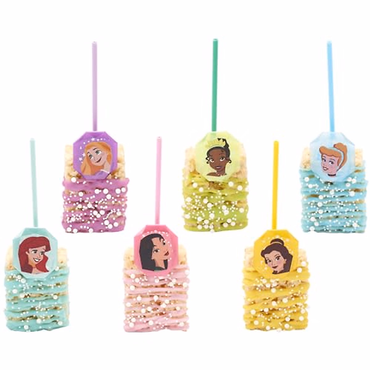 DecoPac Disney Princess Gemstone Rings, Cupcake Decorations Featuring Mulan, Cinderella, Tiana, Belle, Rapunzel and Ariel, Multicolored 3D Food Safe Cake Toppers – 24 Pack