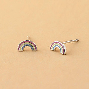 Boma Jewelry Sterling Silver Resin Rainbow Stud Earrings