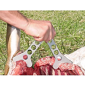 OUTDOOR EDGE Steel Stick - Pivoting 100% Stainless Steel Ribcage Spreader for Easier Field Dressing and Faster Cooling of Fresh Game Meat with Nylon Sheath