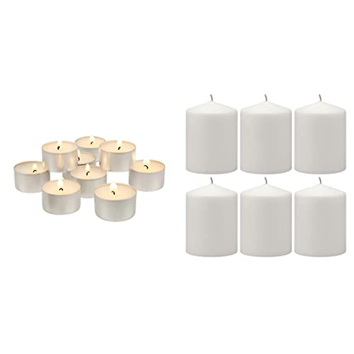 Stonebriar 100 Pack Unscented Tea Light Candles with 6-7 Hour Extended Burn Time & 35 Hour Long Burning Unscented Pillar Candles, 3x4, White