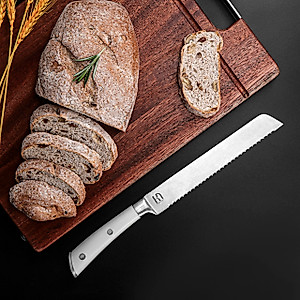 2023 Design KnifeSaga Knife Set, 15 Piece Japanese High Carbon Stainless Steel Knife Sets for Kitchen with Block and Sharpener, Razor Sharp Chef Knives Set with Ergonomic Handle, White