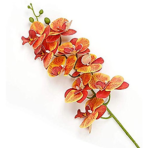 Moldiy Artificial Fake Flowers with Vase for Home Office Garden Party Wedding Decor (Orange)