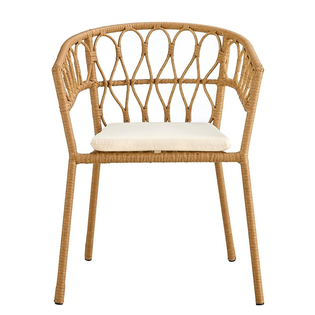 ME2 5-Piece Outdoor Patio Furniture Dining Set, All-Weather Simple Bamboo Conversation Set with Soft Cushions andDining Table for Backyard Deck for Patios, Backyard, Balcony, Garden, Lawn