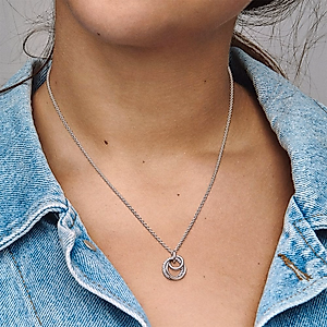 Pandora Family Always Encircled Pendant Necklace - Great Gift for Women - Adjustable Necklace with Lobster Clasp - Sterling Silver & Cubic Zirconia - 23.6", No Gift Box