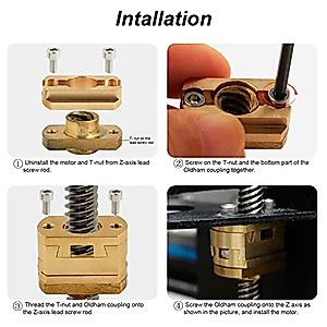 ENOMAKER Upgrade Brass Z Axis Coupler Oldham Coupling Avoid Vibration Improve Printing Quality for Creality Ender 3 Pro V2 CR-10 CR-10S Pro 3D Printer Accessory T8 Lead Screw Hotbed