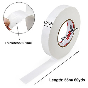 JIALAI HOME Industrial Grade White Duct Tape, 1 inch x 60 yds, HeavyDuty, Flexible, No Residue, All-Weather Waterproof Tape, UV Resistant for Crafts & Home Improvement