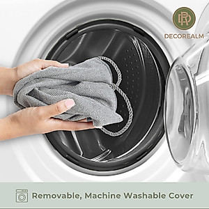 Under Door Draft Stopper and Blocker, Draft Guard for Doors and Windows, Decorative Fabric Cylinder Blocker Provides Weighted Door Insulation by DECOREALM (Grey, 36 Inches)